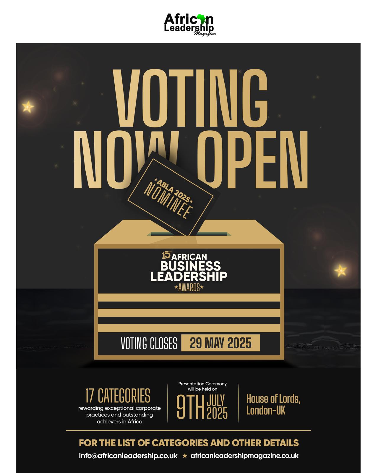 AFRICAN LEADERSHIP MAGAZINE ANNOUNCES NOMINEES FOR THE 2025 AFRICAN BUSINESS LEADERSHIP AWARDS ...